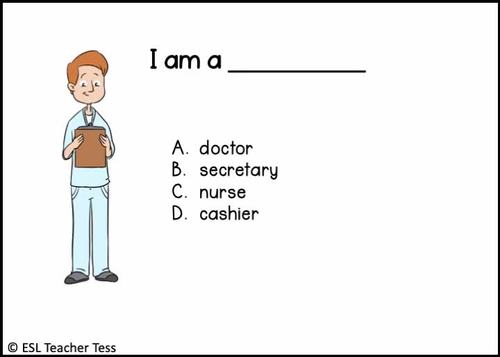 Vocabulary Task Cards Jobs by ESL Teacher Tess | TPT