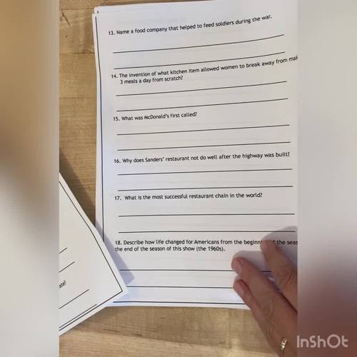 Food that Built America Season 1 Video Questions by Twins and Teaching