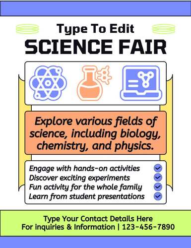 Science Fair & Parent Engagement School Flyers (4) Ready to Edit! Type ...