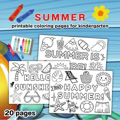 Summer Coloring Pages, Summer Activity for Kindergarten, End of year ...