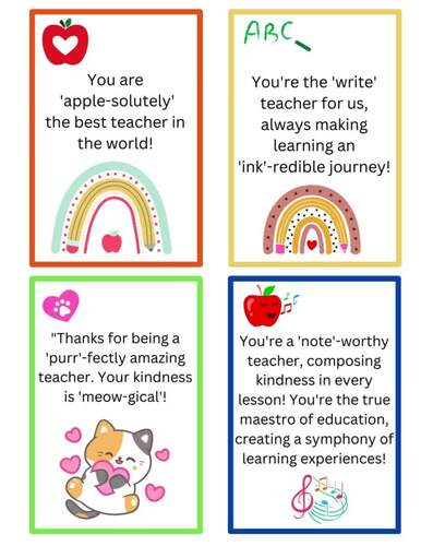 Staff & Teacher Appreciation Notes, Thank You Card Bundle, School Employees