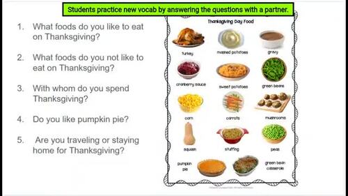 Thanksgiving Activities Sentence Scramble Vocabulary ESL ENL EFL ELL