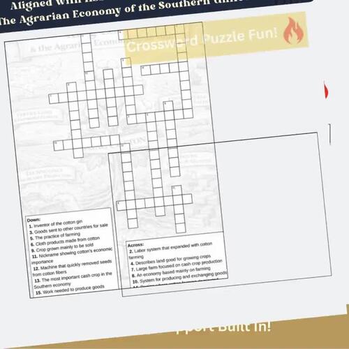 Agrarian Economy and Cotton in the South — Puzzle Pack HSS 8.7.1