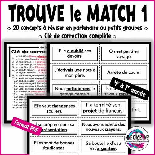 BUNDLE Trouve le match 1 à 4 I Jeux de révision de la grammaire I ...