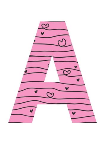 Pink Heart Doodle Print | A-Z 0-9 Decor | Bulletin Board | Letters Numbers