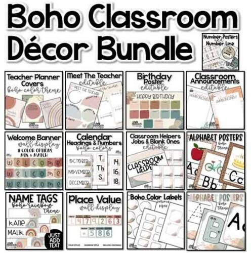 Classroom Decor Boho Colors Alphabet Labels Posters by Lower Mountain ...