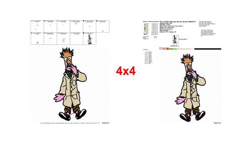 Beaker Muppet Scientist Surprised Orange Hair Embroidery Designs ...