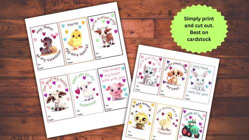 Baby Farm Animal Valentines Cards by Barefoot Learning | TPT