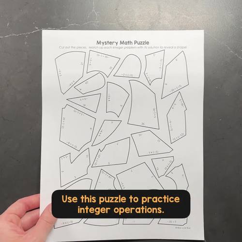 Halloween Integer Operations Ghost Puzzle Activity for 7th Grade Math