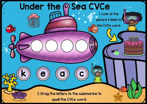 CVCe Words Boom Cards Ocean Summer Theme Digital Distance Learning