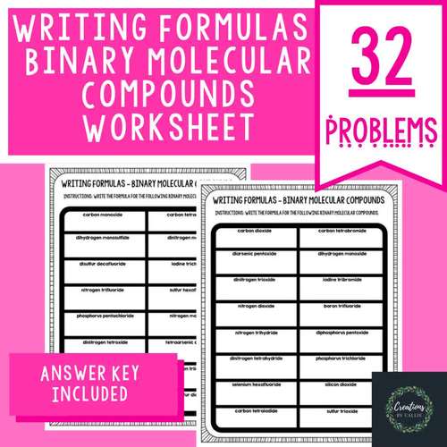 Writing Formulas - Binary Molecular Compounds - Key Included | TPT