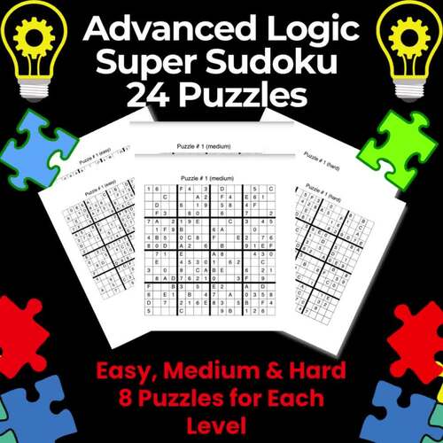Super Sudoku Logic Puzzles Set 3 | 24 Advanced Printables | Critical ...