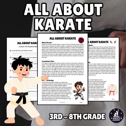 Karate Reading Comprehension | Informational Worksheet | Grades 3 - 8