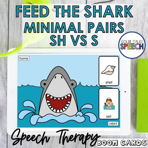 Feed the Shark Minimal Pairs SH vs. S Boom Cards | Speech Therapy