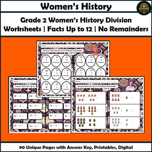 Grade 2 Women’s History Division Worksheets | Facts Up to 12 | No ...