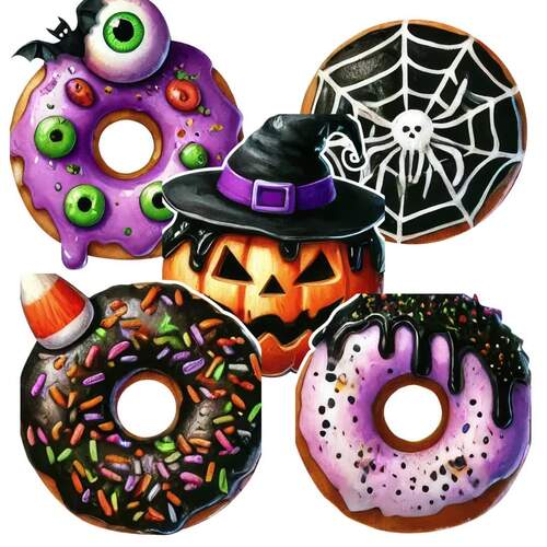 20 Halloween Donut Clipart PNG Set by V Design Art Shop | TPT