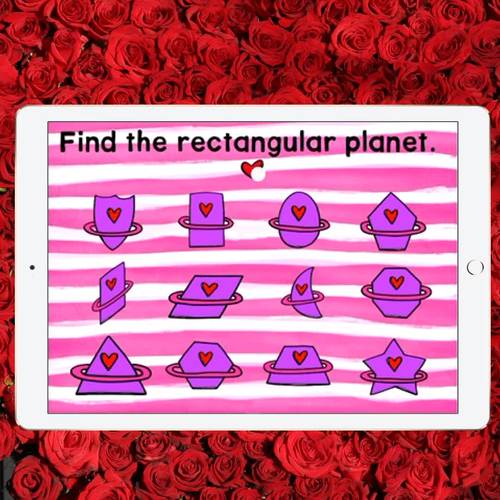 Find the Valentine Shapes | BOOM CARDS with audio | RECTANGLES | TPT