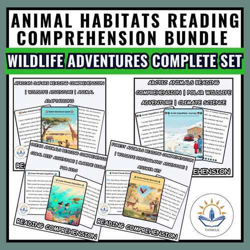 Animal Habitats Reading Comprehension Bundle | Answer Keys Included