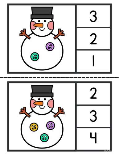 Kindergarten Holiday Subitizing Count and Clip Cards | Numbers to 10 ...