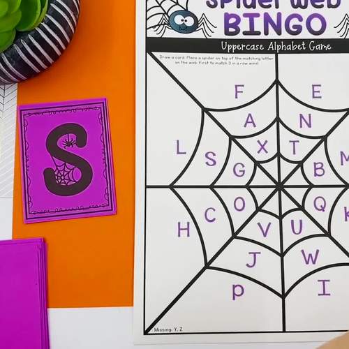 Spiderweb Alphabet BINGO Letter Identification Game - Halloween BINGO Game