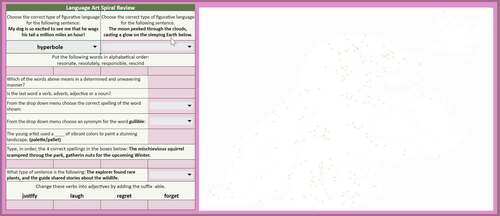 NO PREP - Spiral Language Art Review for 4th/5th Grades - Bunny and ...