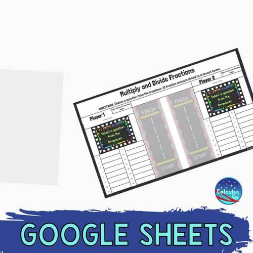 Two Player Car Racing Game - Multiply/Divide Fractions | Google™ Sheets