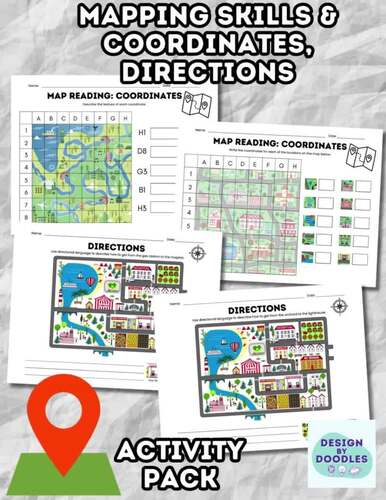 Mapping Skills & Coordinate Grid Directions Activity Pack | Elementary Geography