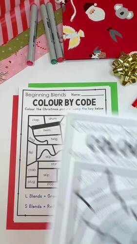 Christmas Colour by Code | Blends & Digraphs | Phonics Craft | CVC CVCe ...