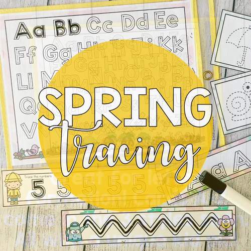 Spring Line Tracing Practice | Letter and Number Tracing | TPT