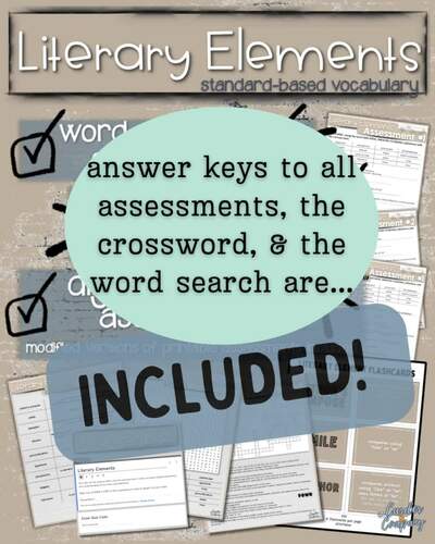Literary Elements Vocabulary | Language Arts Resource | Assessment Tool