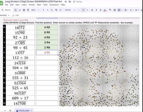 LONG DIVISION 2 Digit Divisor Pixel Art Math Activity Digital Resource