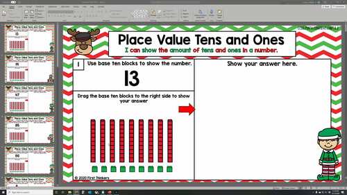Place Value Tens and Ones Digital Christmas Math Games for 1st Grade