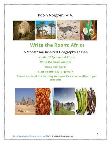 Geography Africa Write the Room Montessori Inspired 3 part cards