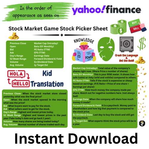 Stock Market Game Cheat Sheet – Yahoo Finance Made Easy for Kids - GT ...