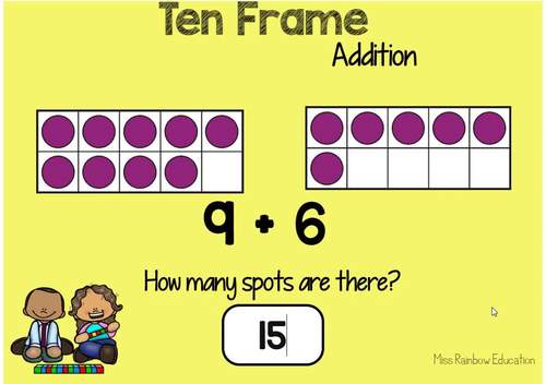 Ten Frame Addition - Boom Cards by Boom Cards by Miss Rainbow Education