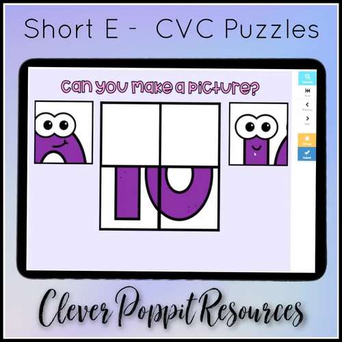 BOOM CARDS - Phonics - CVC Puzzles and Word Match - Short E | TPT