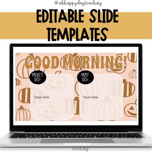 Halloween Themed Google Slide Templates | Boho Editable Slides for October