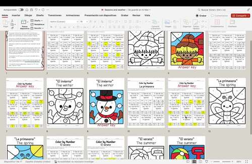 Las estaciones del año y el clima- weather & seasons vocab color code ...