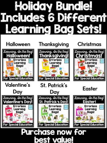 Errorless Learning Holiday Bundle for Special Education by Especially Smart