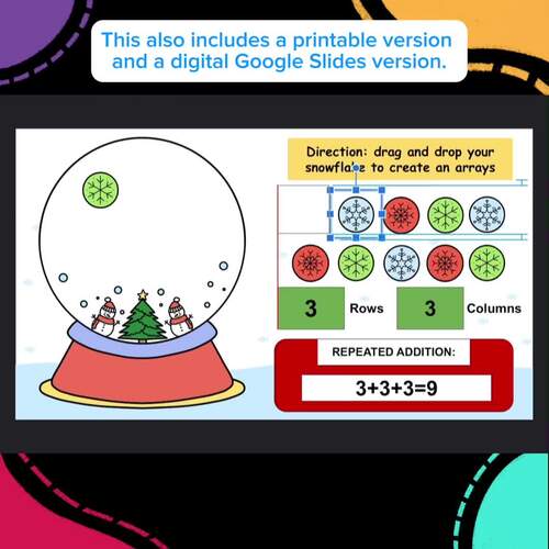 Arrays & Multiplication Snow globe Christmas Activity Math Craft