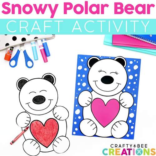 Polar Bear Craft | Winter Template | Valentines Day Bulletin Board ...