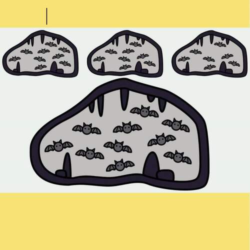 Bats in Caves and the Night Sky for Halloween (Counting Bats) - Clipart
