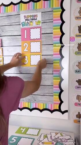 Supplies Needed Display | Cutesy Brights Decor | Editable | TPT