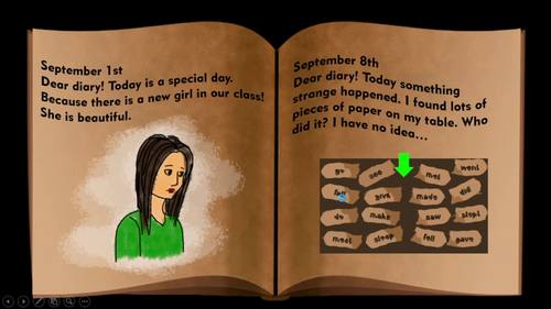 Halloween story "My diary" interactive grammar quests based on a diary