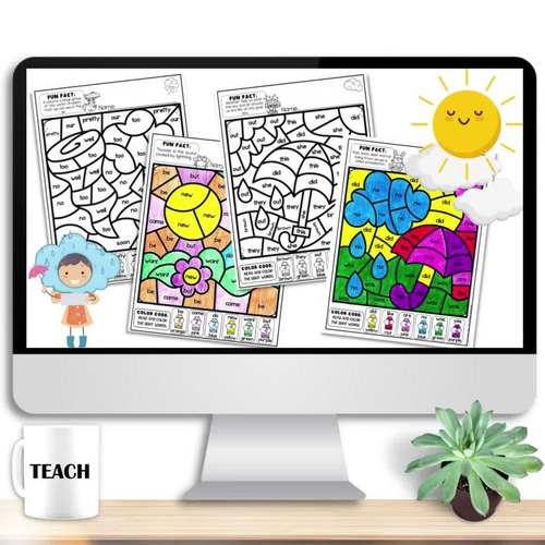 Weather Editable Color by Code Sight Word Practice Morning Work Activities