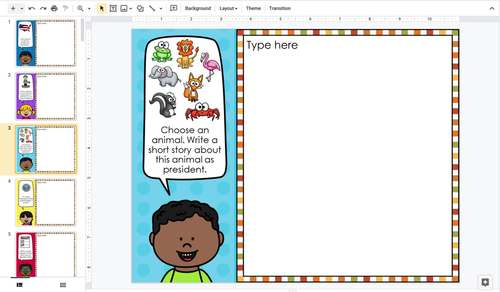 November Photo Writing Prompt Task Cards | Digital Writing Prompts