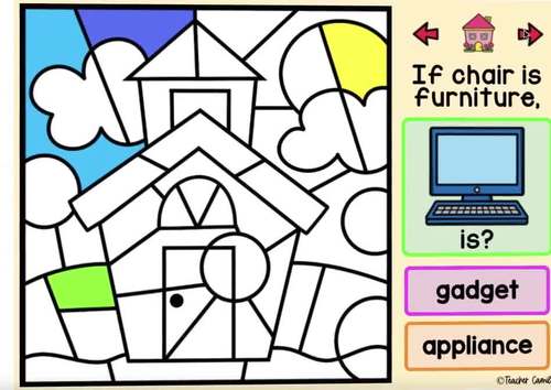 Color by Code: Analogy Completion - BOOM Cards™ for Distance Learning