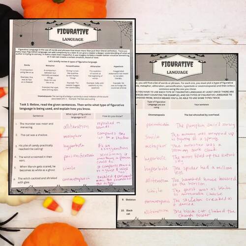 Halloween Writing Activity: ELA Figurative Language w/ Creative Writing ...