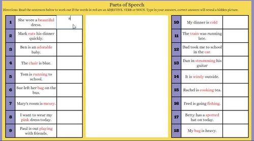 Pumpkin Teddy Bear Parts of Speech Pixel Art Mystery Reveal | TPT