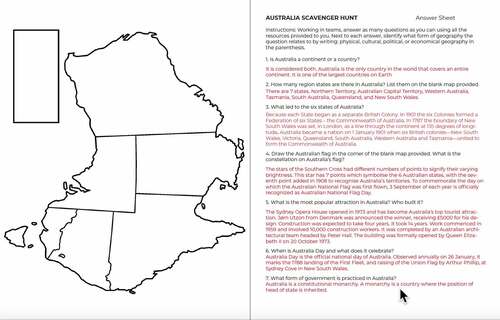 NEW! GEOGRAPHY - AUSTRALIA SCAVENGER HUNT by Geography and Math Made Easy
